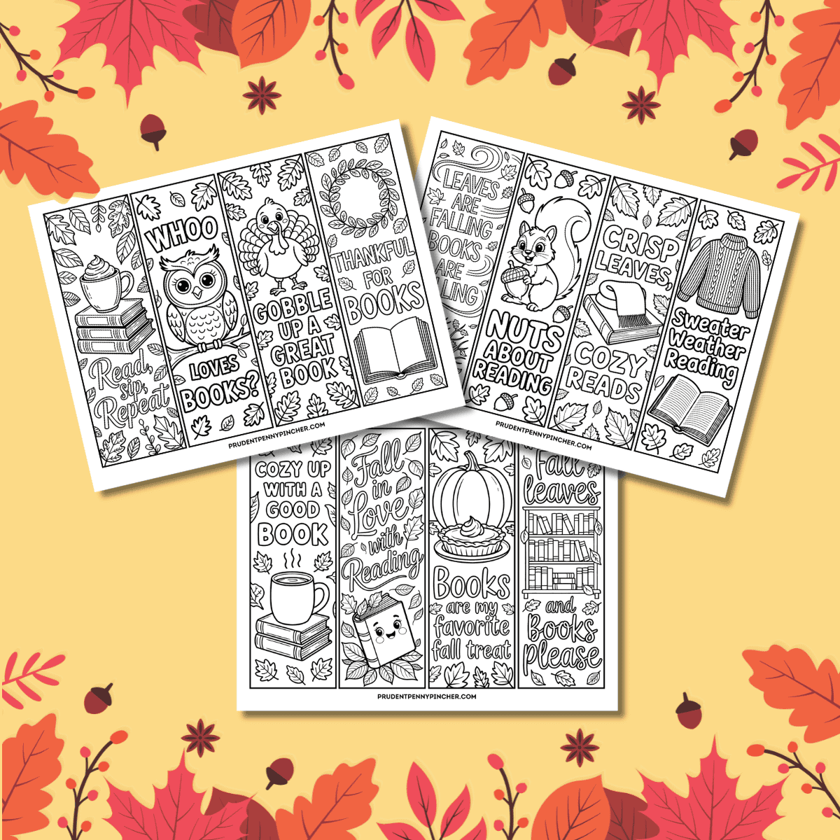 Free Printable Fall Bookmarks to Color for Kids - Prudent Penny Pincher
